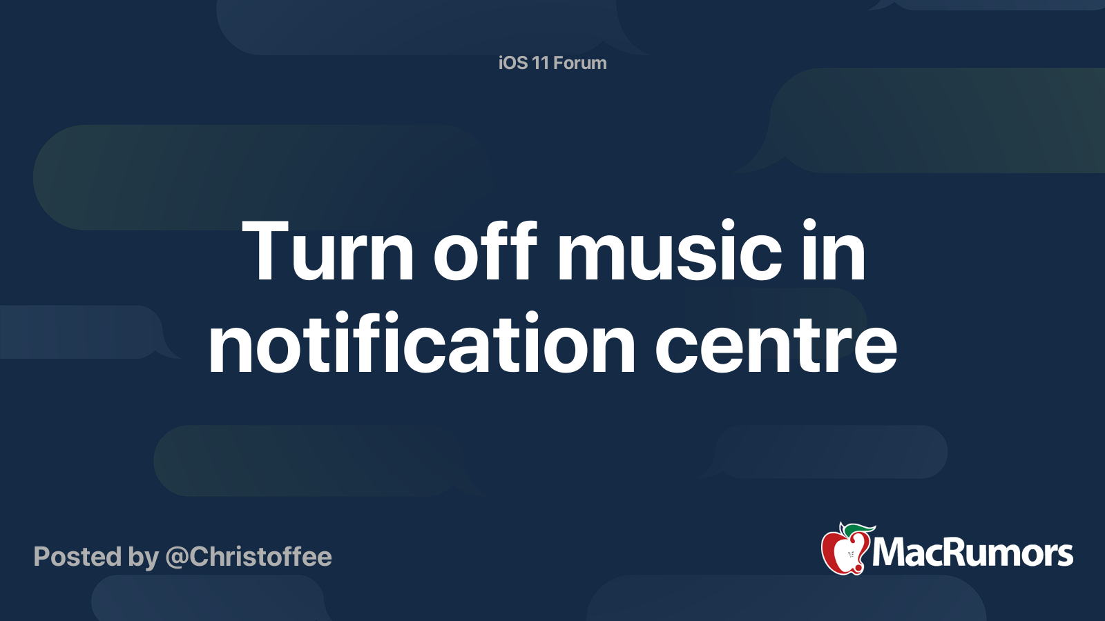 Turn off music in notification centre | MacRumors Forums