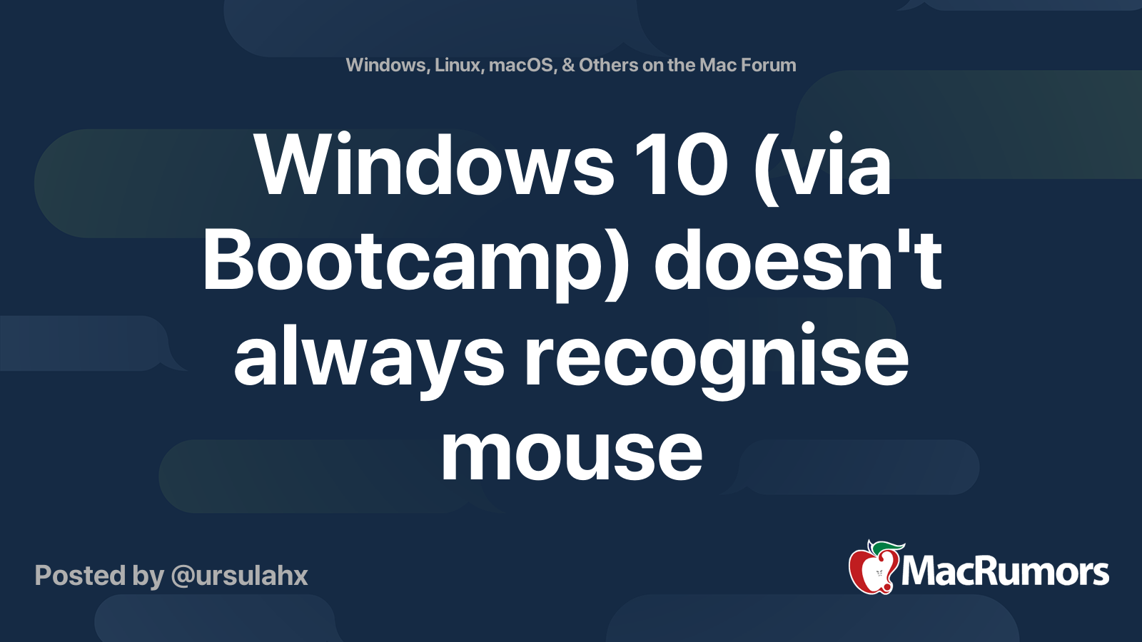 Windows 10 (via Bootcamp) doesn't always recognise mouse | MacRumors Forums