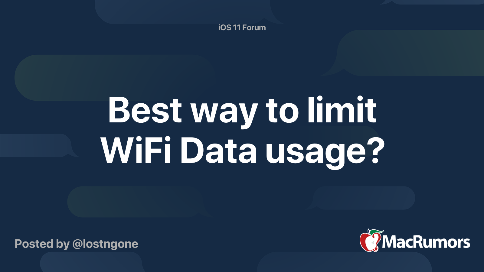 Best way to limit WiFi Data usage? | MacRumors Forums
