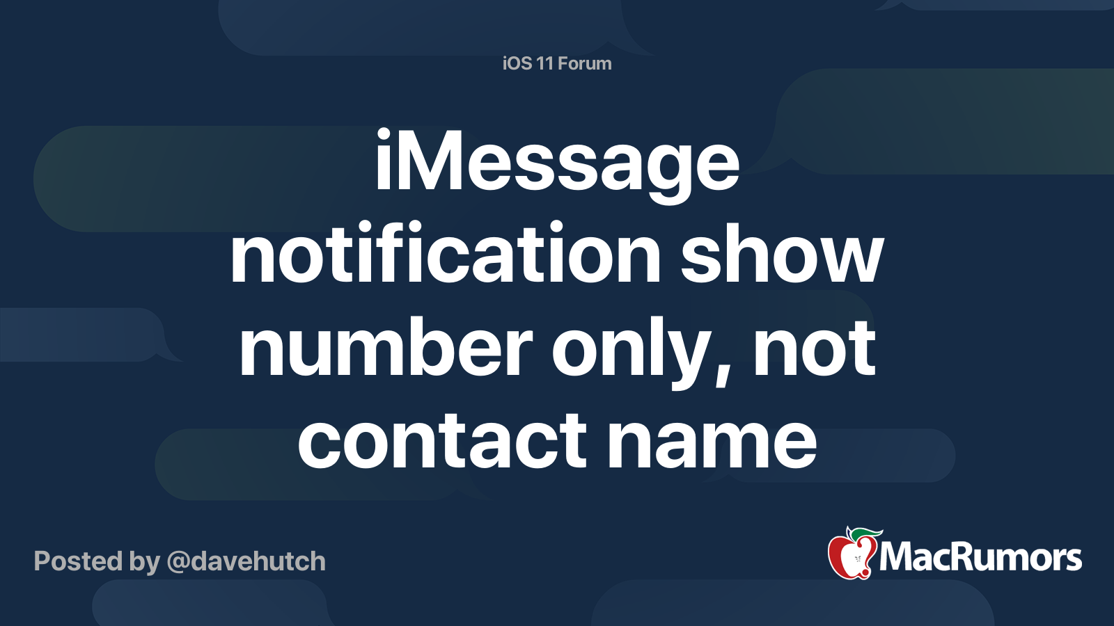 iMessage notification show number only, not contact name | MacRumors Forums