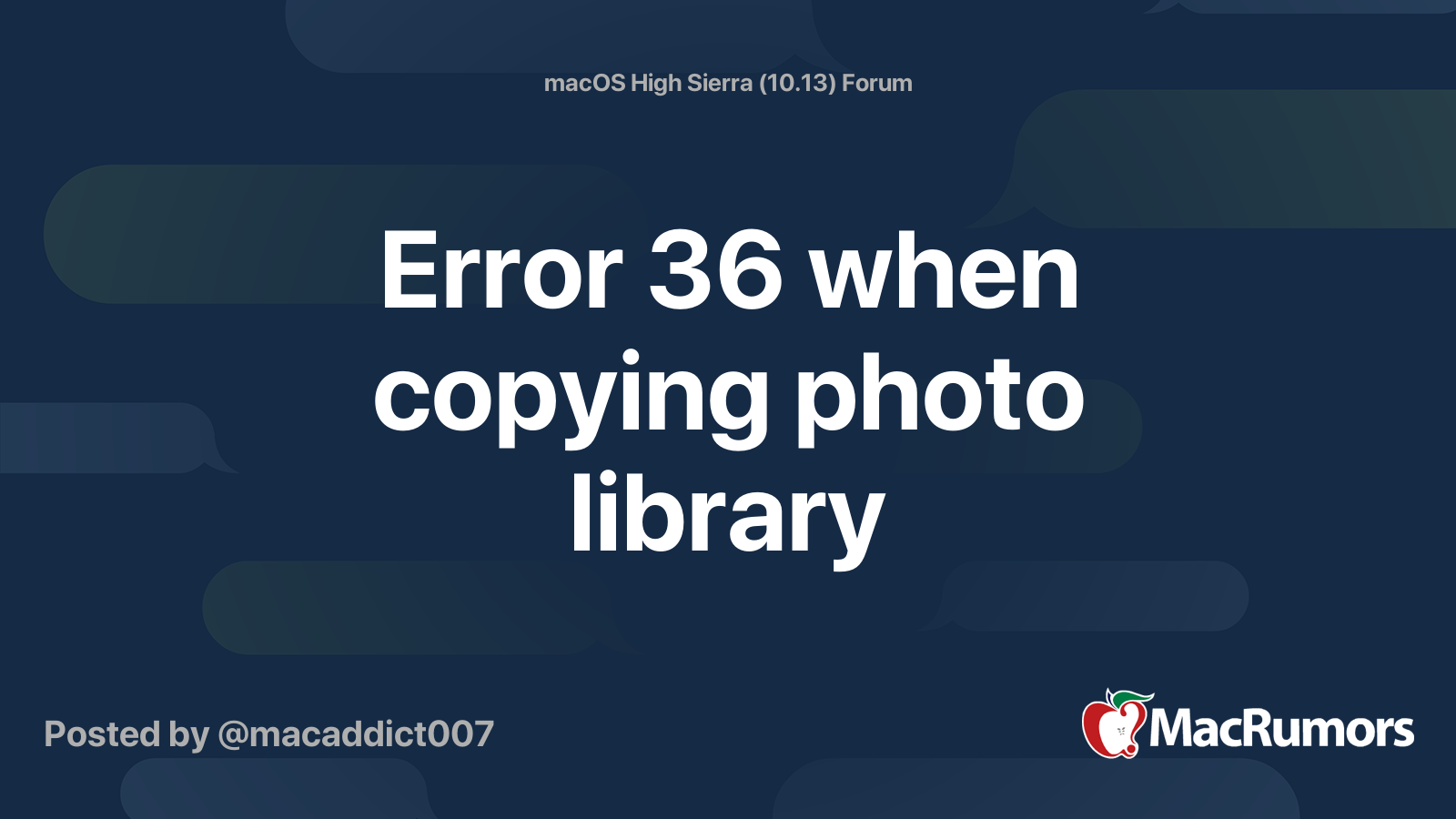 Error 36 when copying photo library | MacRumors Forums