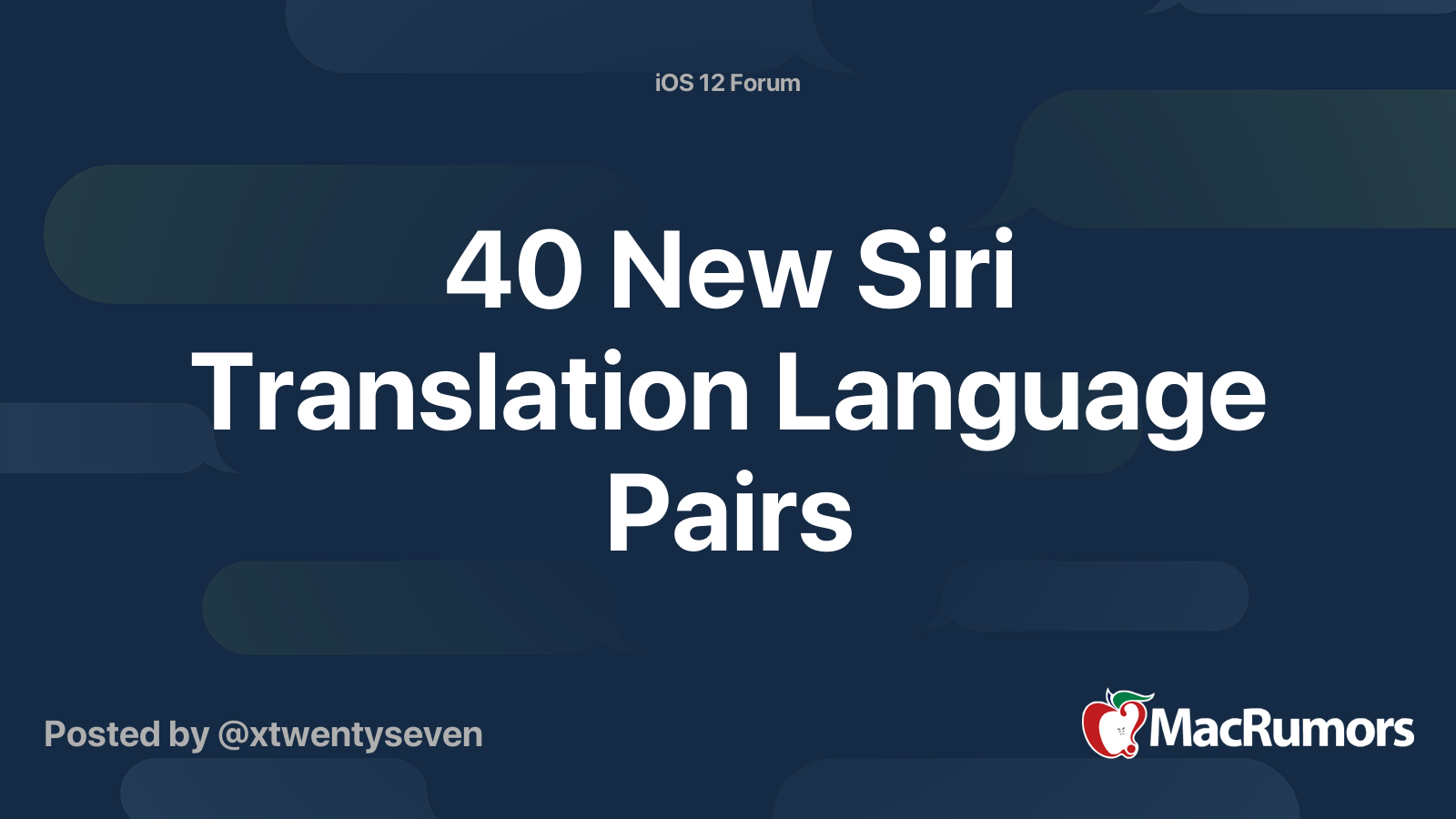 40 New Siri Translation Language Pairs | MacRumors Forums