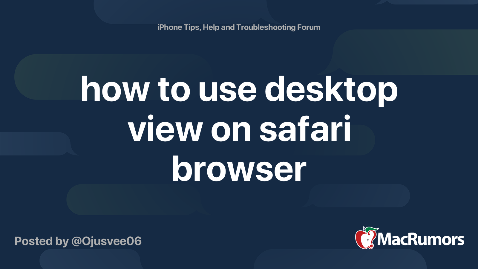 how to use desktop view on safari browser | MacRumors Forums