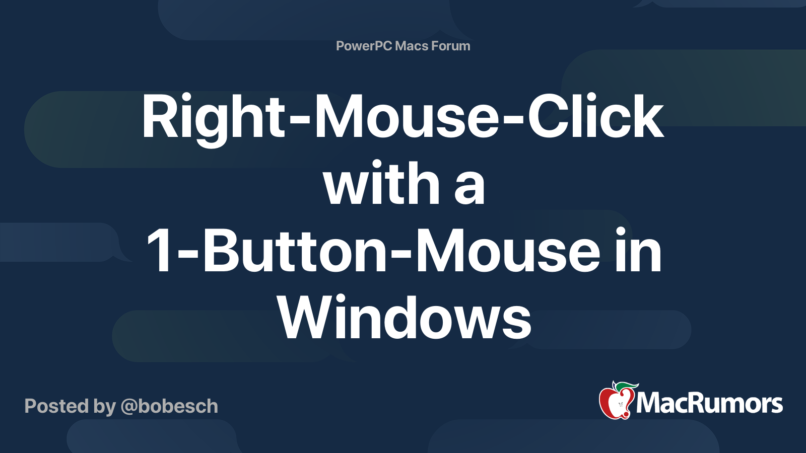 Right Mouse Click With A 1 Button Mouse In Windows Macrumors Forums 6587