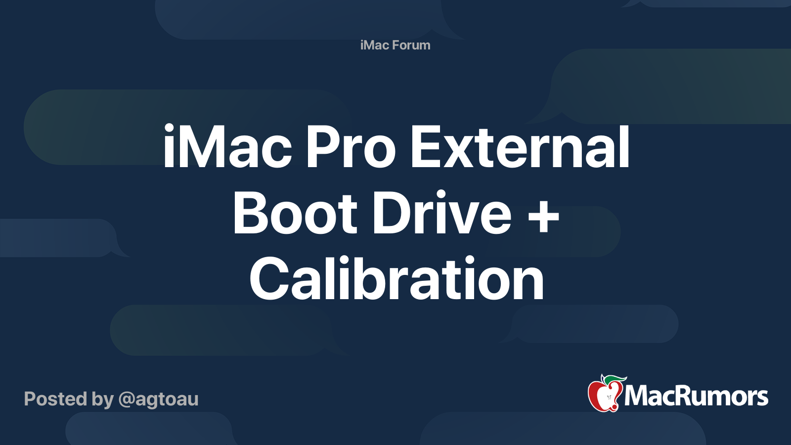 iMac Pro External Boot Drive + Calibration | MacRumors Forums