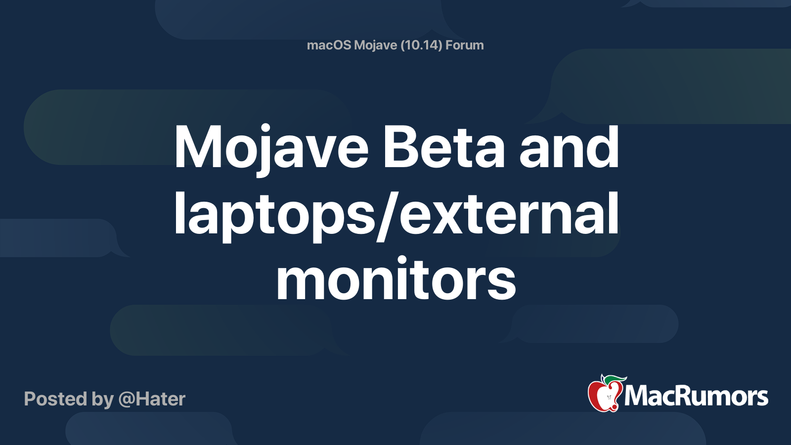 Mojave Beta and laptops/external monitors | MacRumors Forums