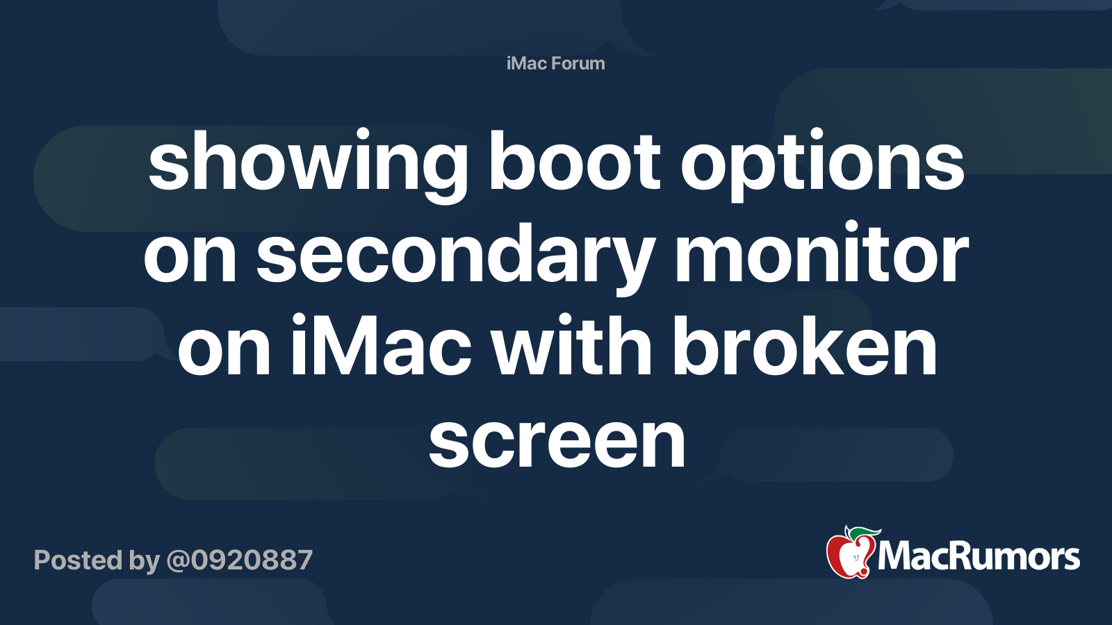 showing boot options on secondary monitor on iMac with broken screen ...