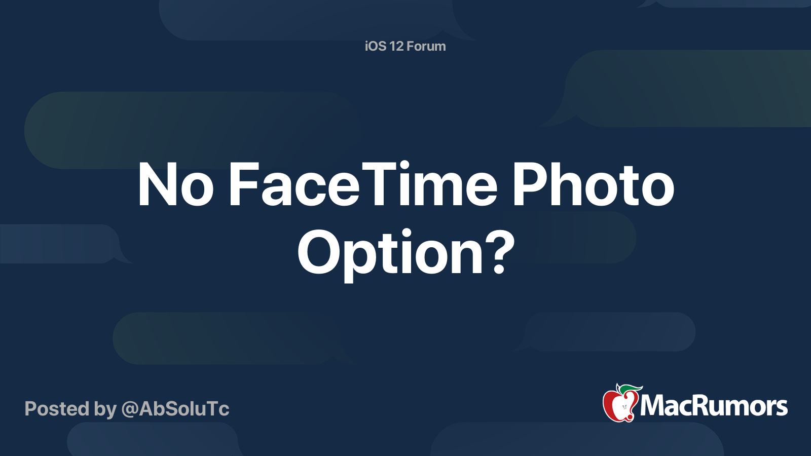No FaceTime Photo Option? | MacRumors Forums