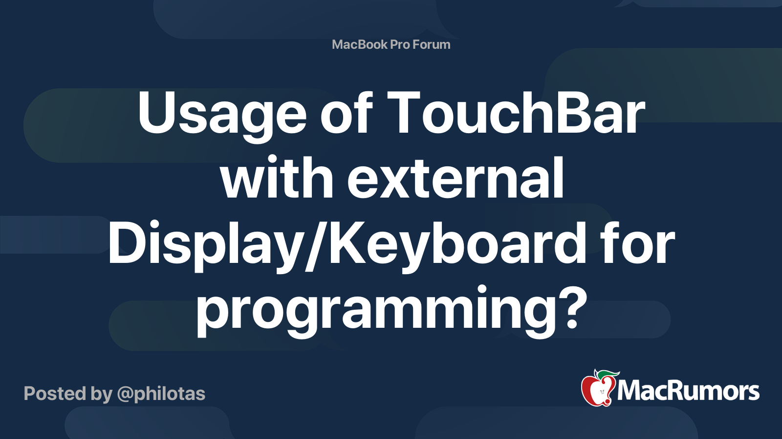 Usage Of Touchbar With External Displaykeyboard For Programming Macrumors Forums 