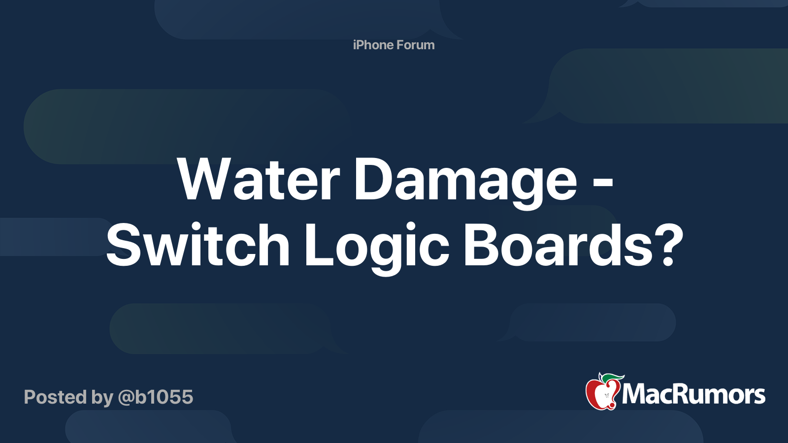 Water Damage - Switch Logic Boards? | MacRumors Forums