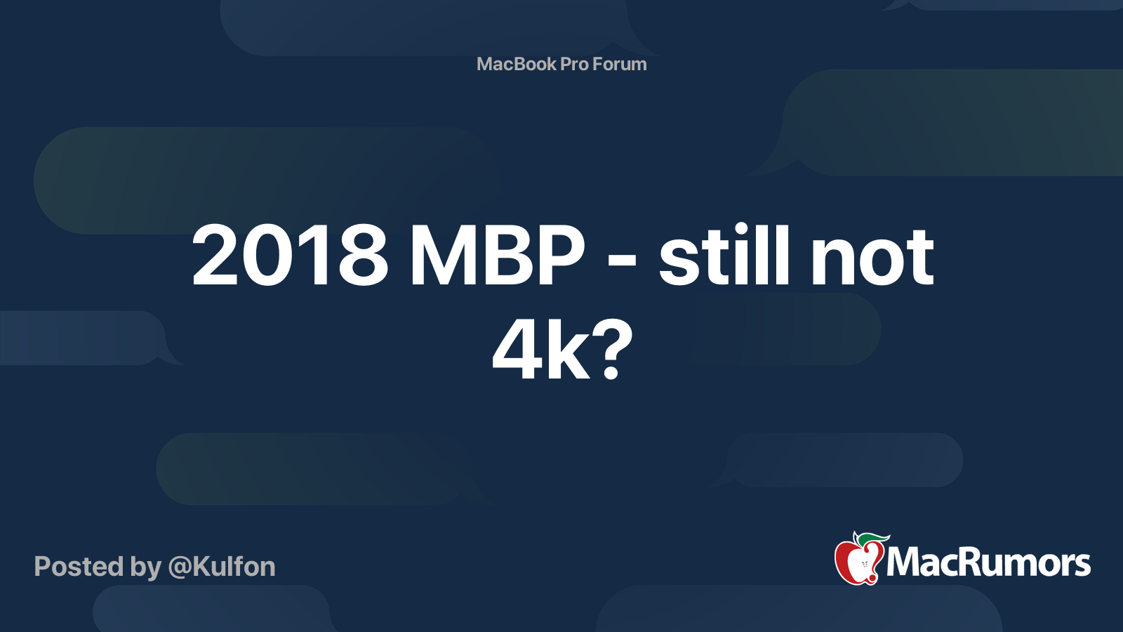 2018 MBP - still not 4k? | MacRumors Forums
