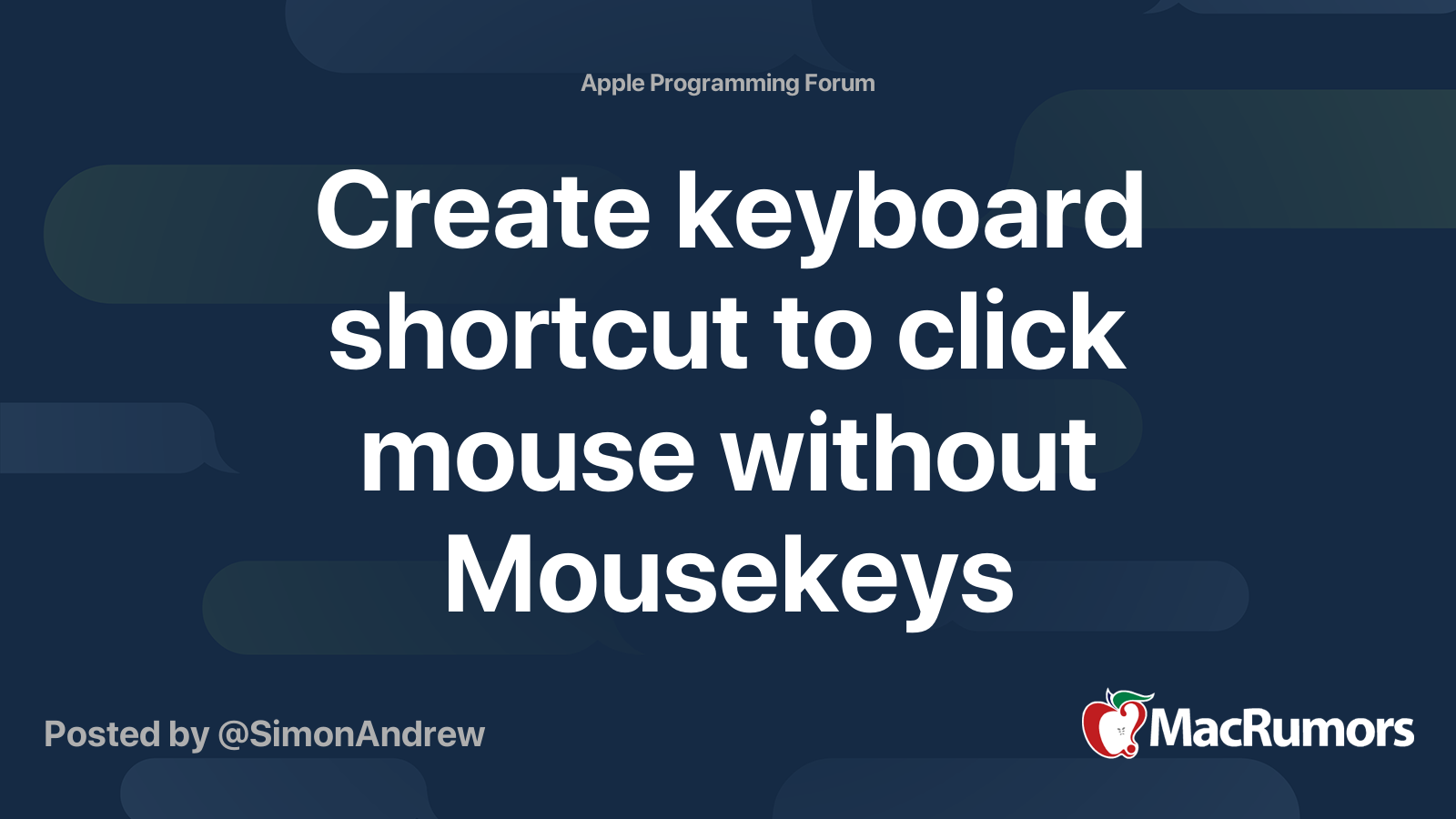 Create Keyboard Shortcut To Click Mouse Without Mousekeys Macrumors Forums 