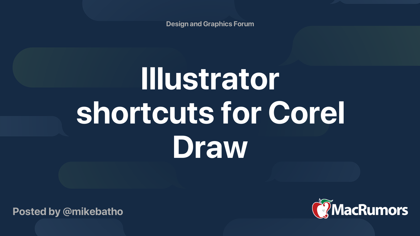 Illustrator shortcuts for Corel Draw | MacRumors Forums