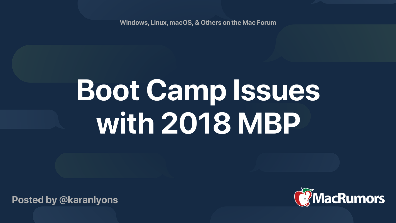 Boot Camp Issues with 2018 MBP | MacRumors Forums