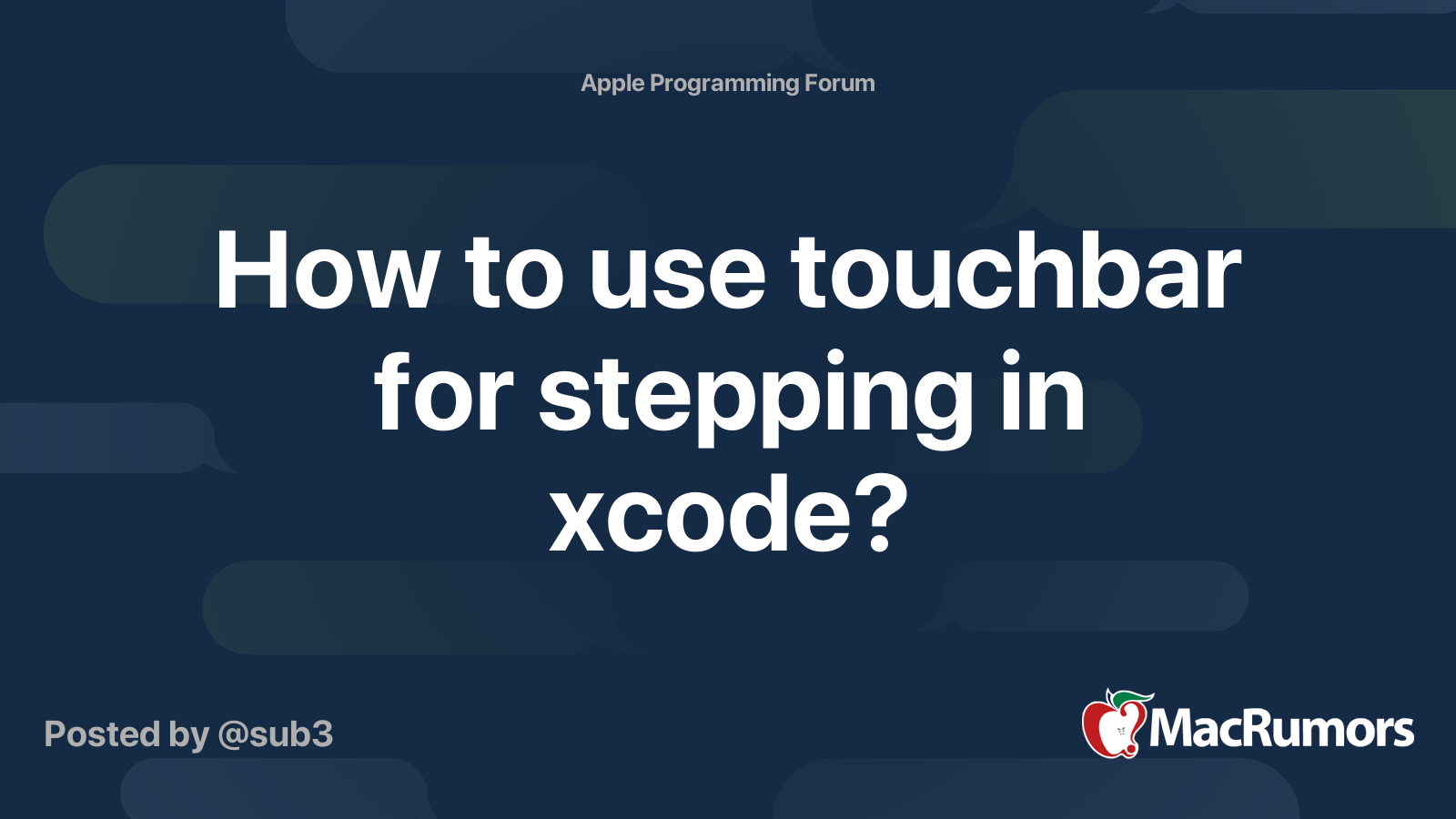 How to use touchbar for stepping in xcode? | MacRumors Forums