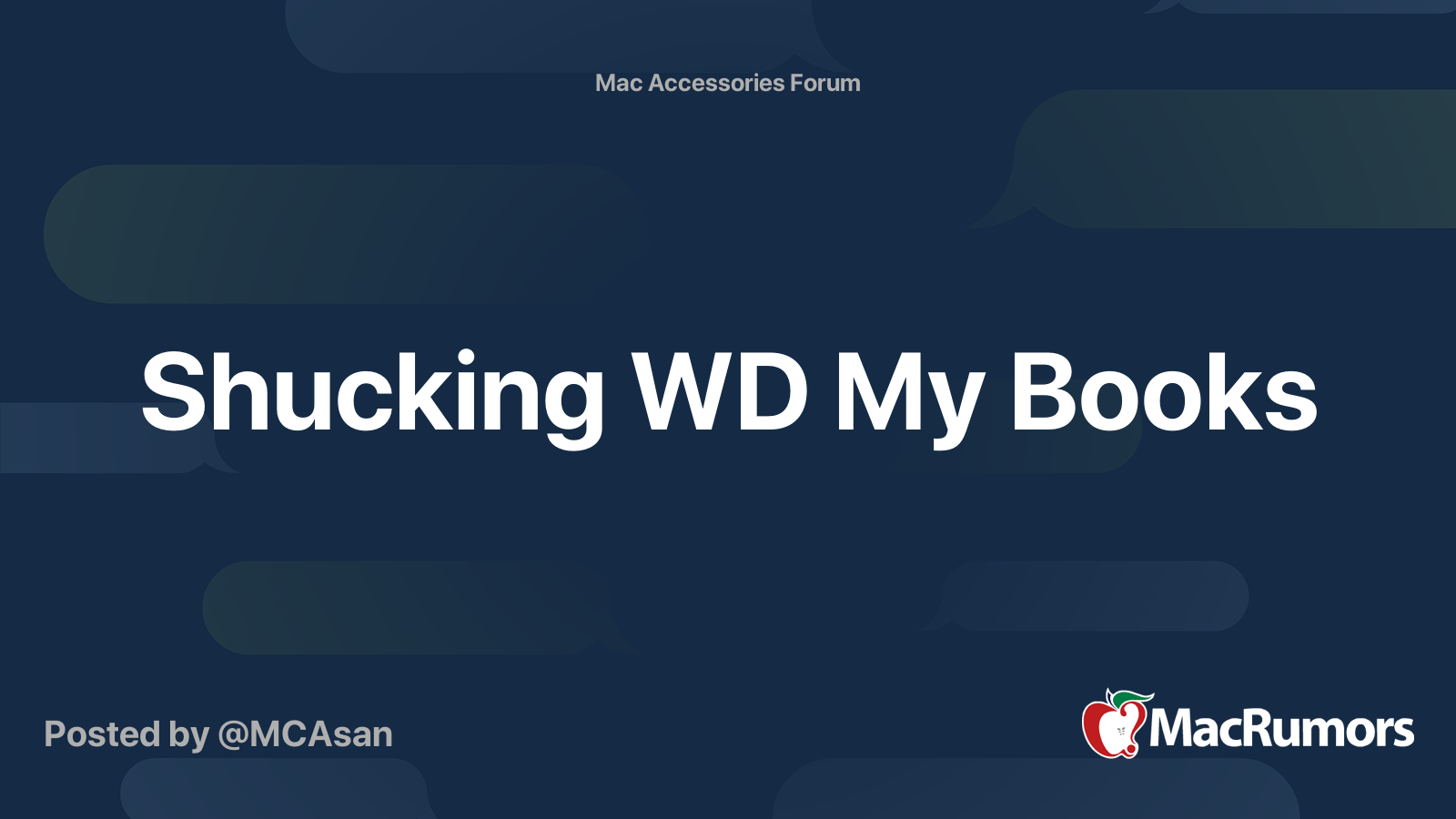 Shucking WD My Books | MacRumors Forums