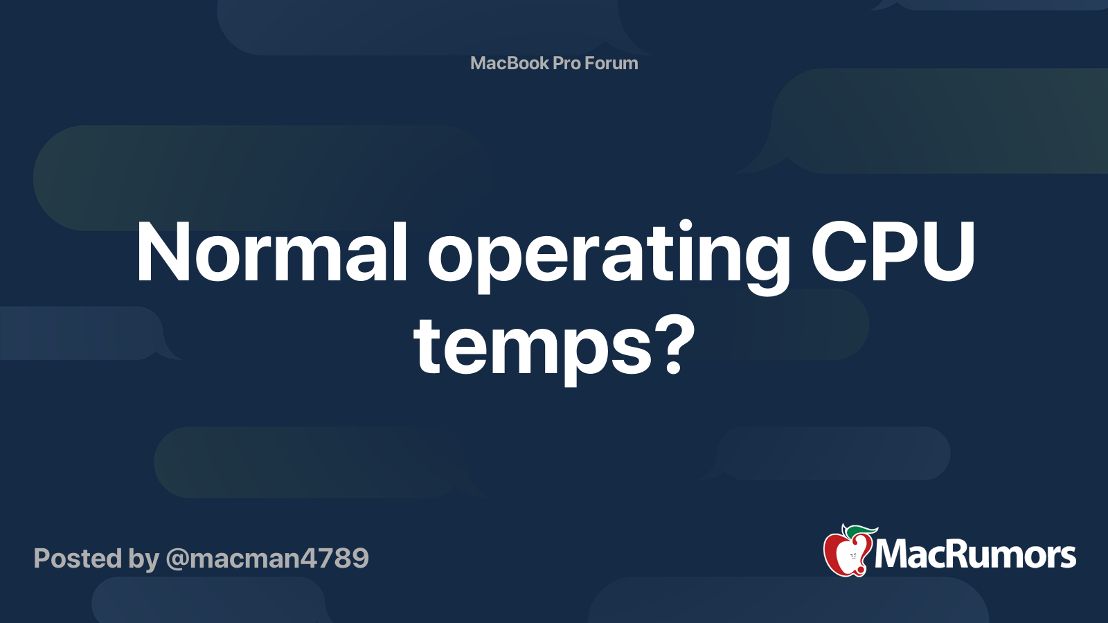 Normal operating CPU temps? | MacRumors Forums