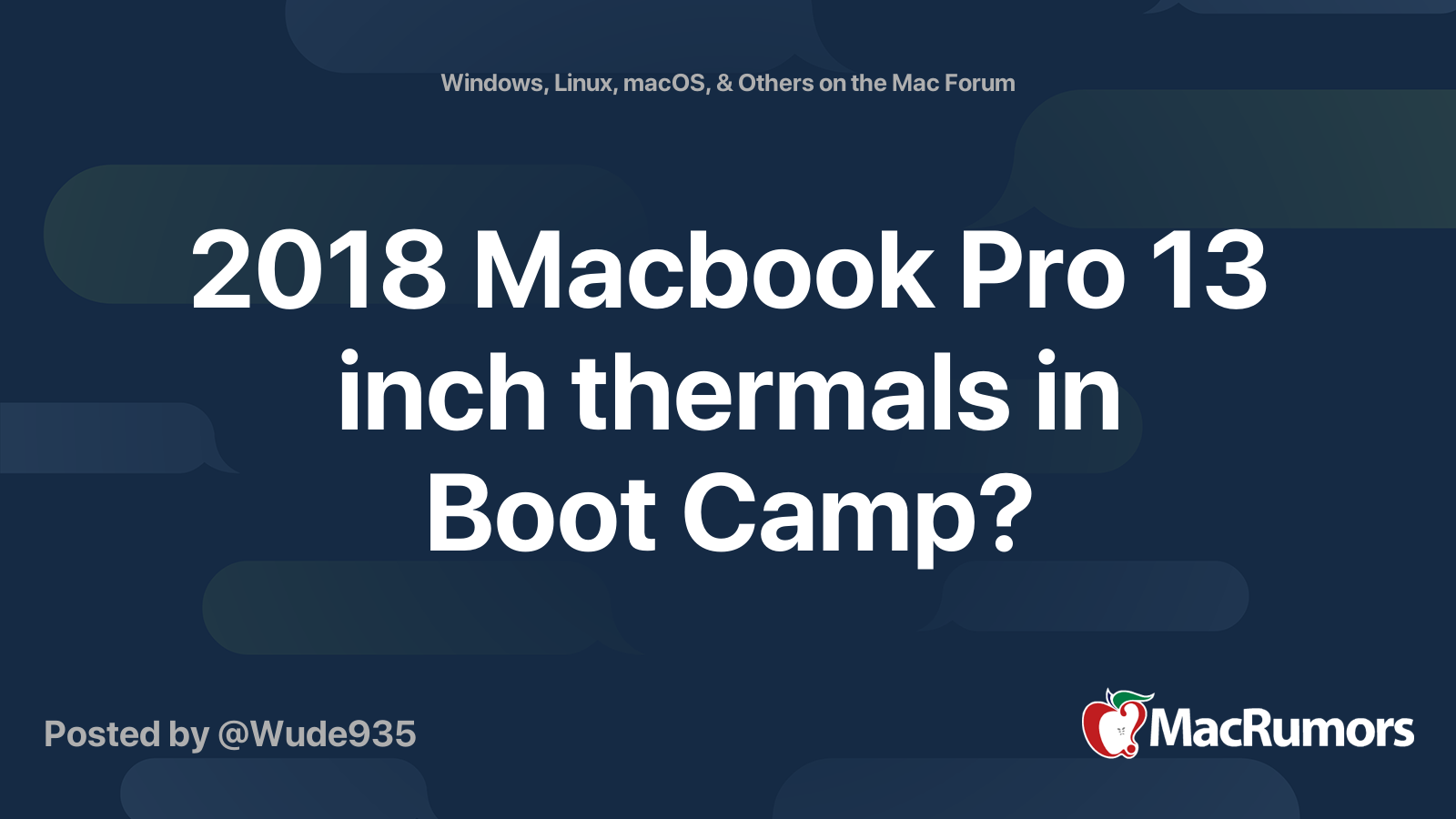 2018 Macbook Pro 13 inch thermals in Boot Camp? | MacRumors Forums