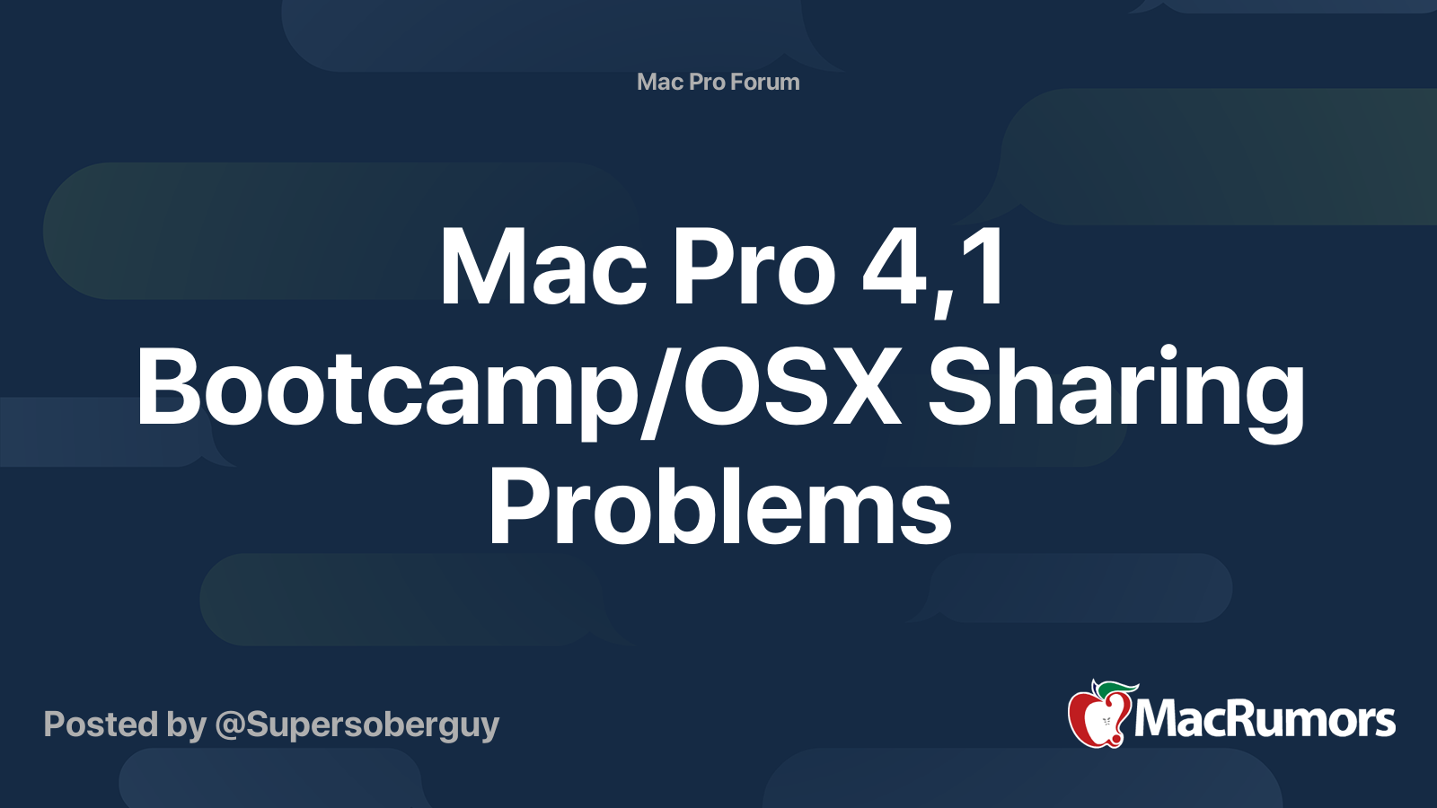 Mac Pro 4,1 Bootcamp/OSX Sharing Problems | MacRumors Forums