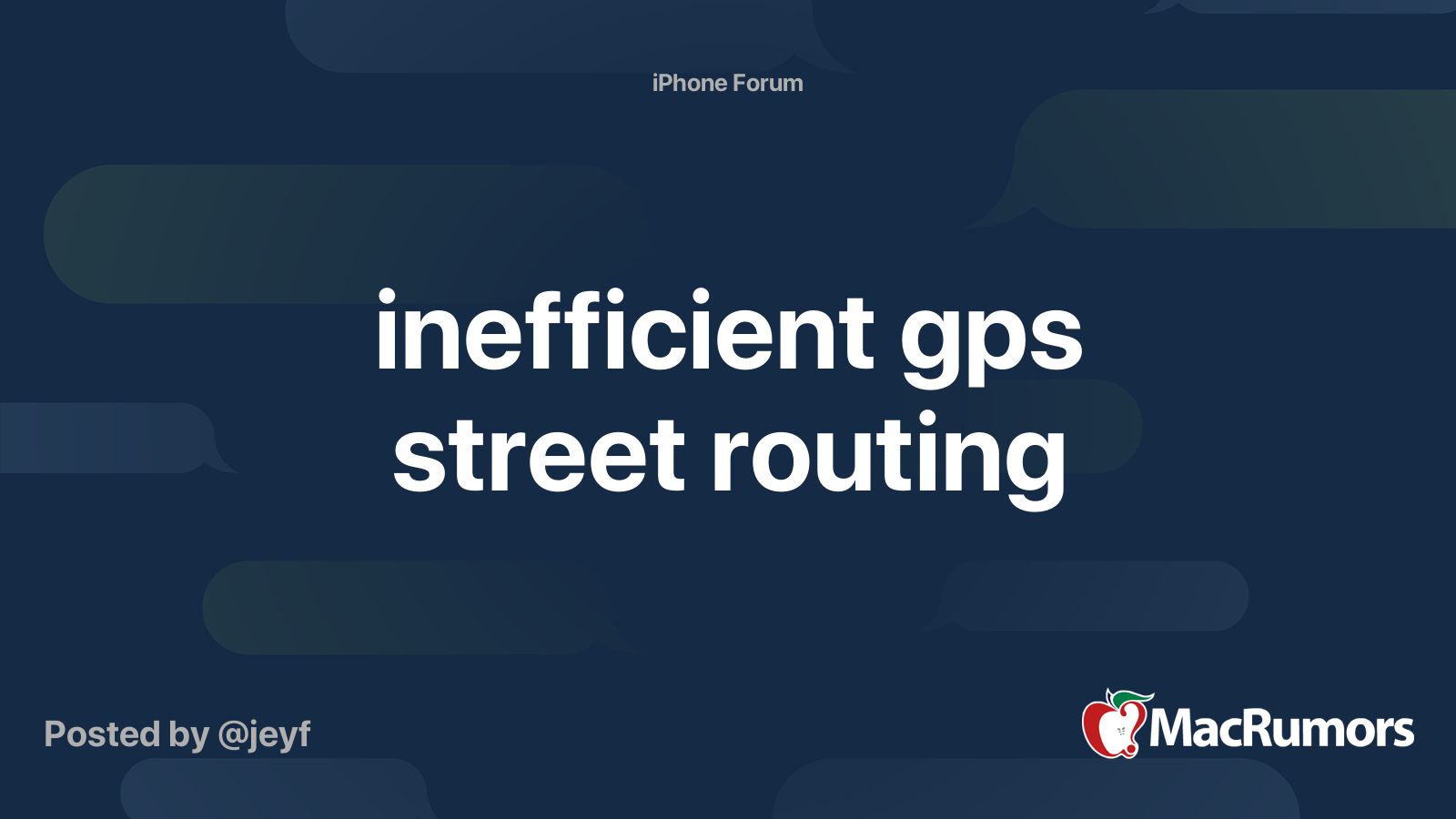 inefficient gps street routing | MacRumors Forums