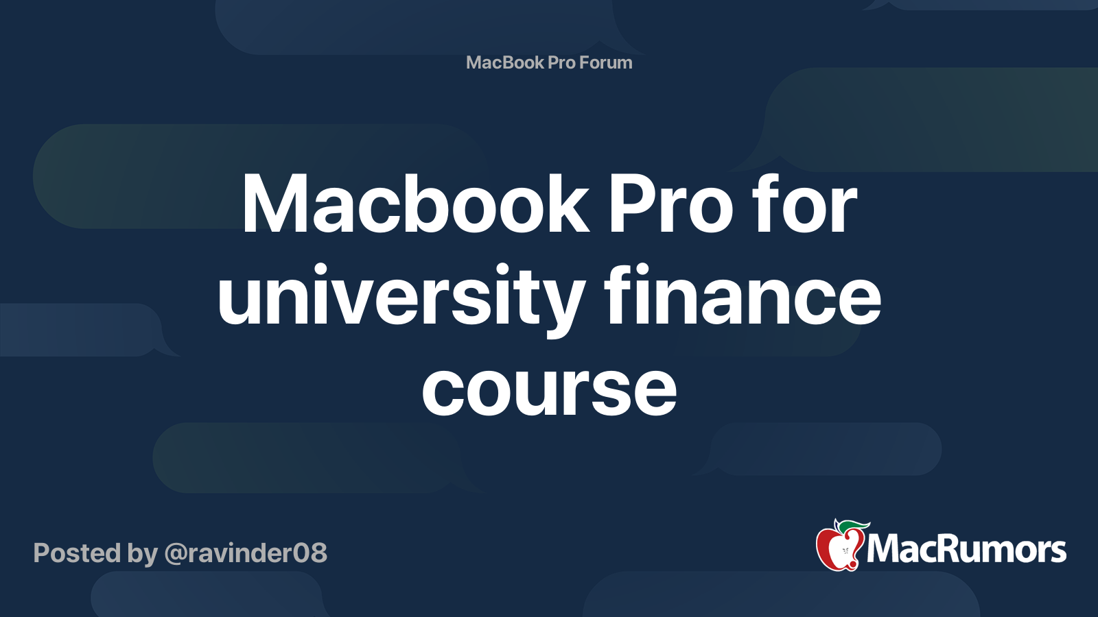 Macbook Pro for university finance course | MacRumors Forums
