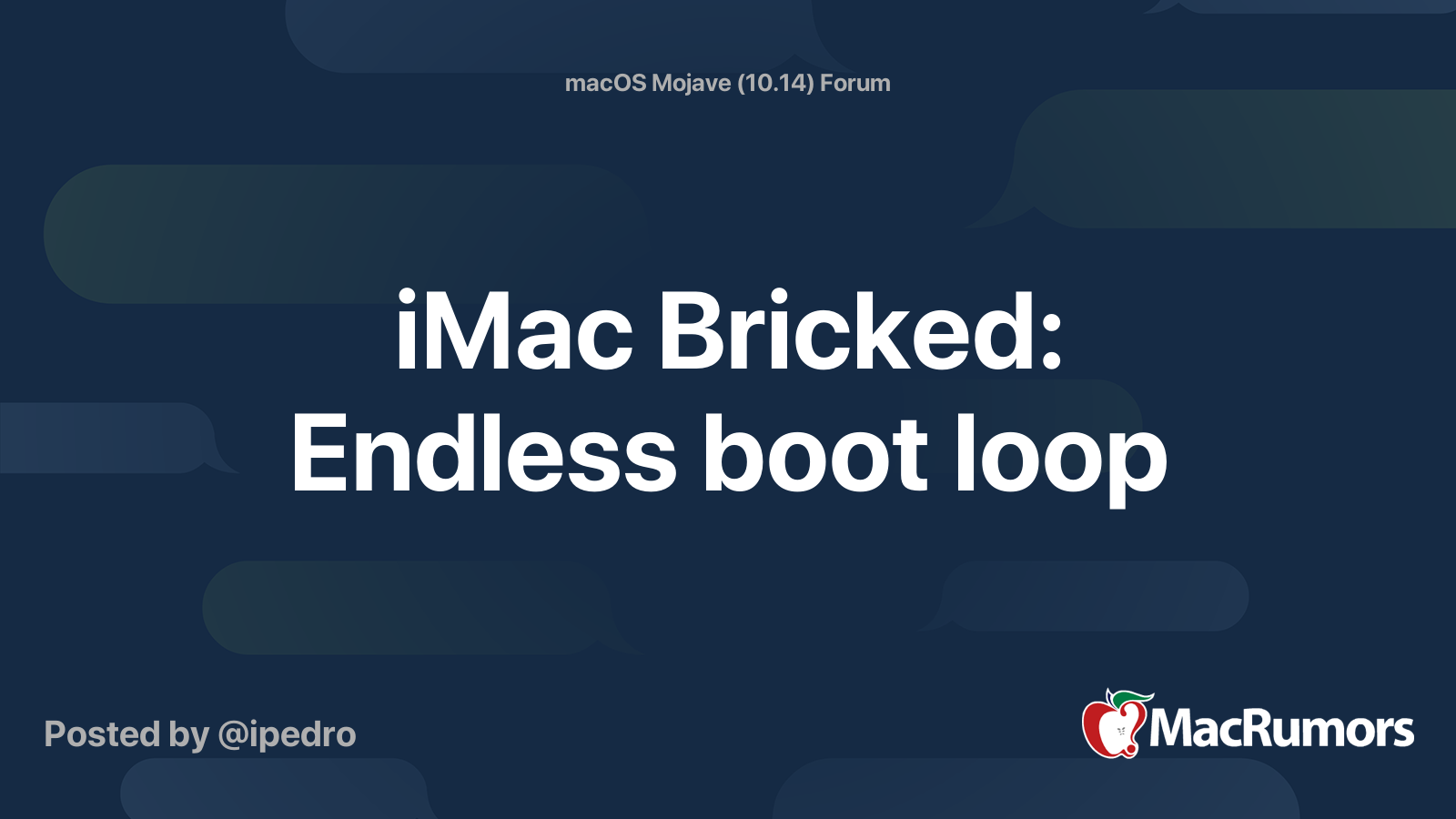 iMac Bricked: Endless boot loop | MacRumors Forums