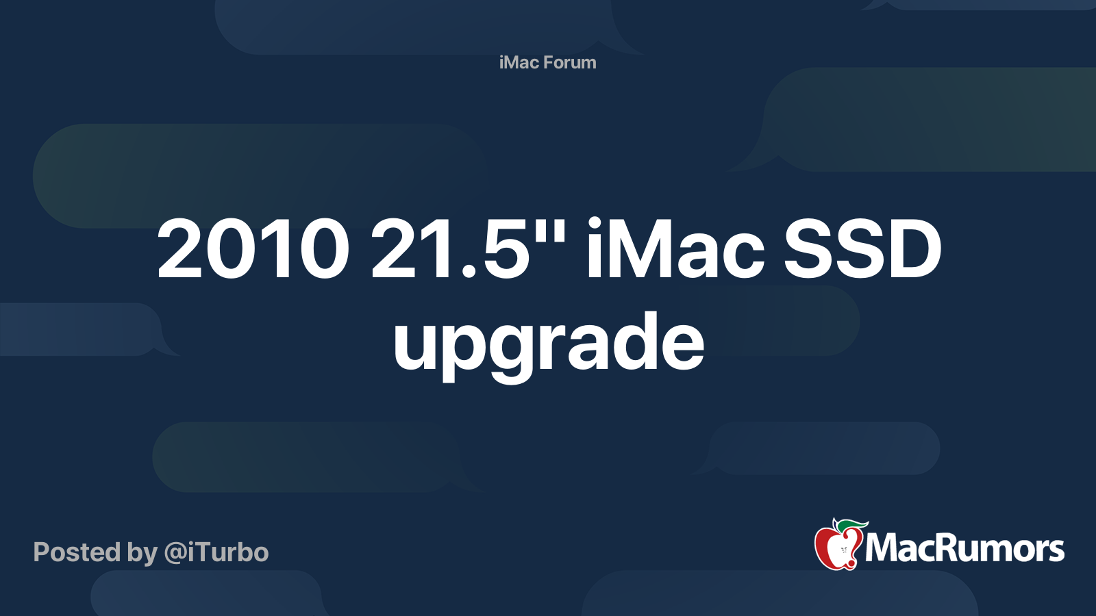 2010 21.5" iMac SSD upgrade | MacRumors Forums