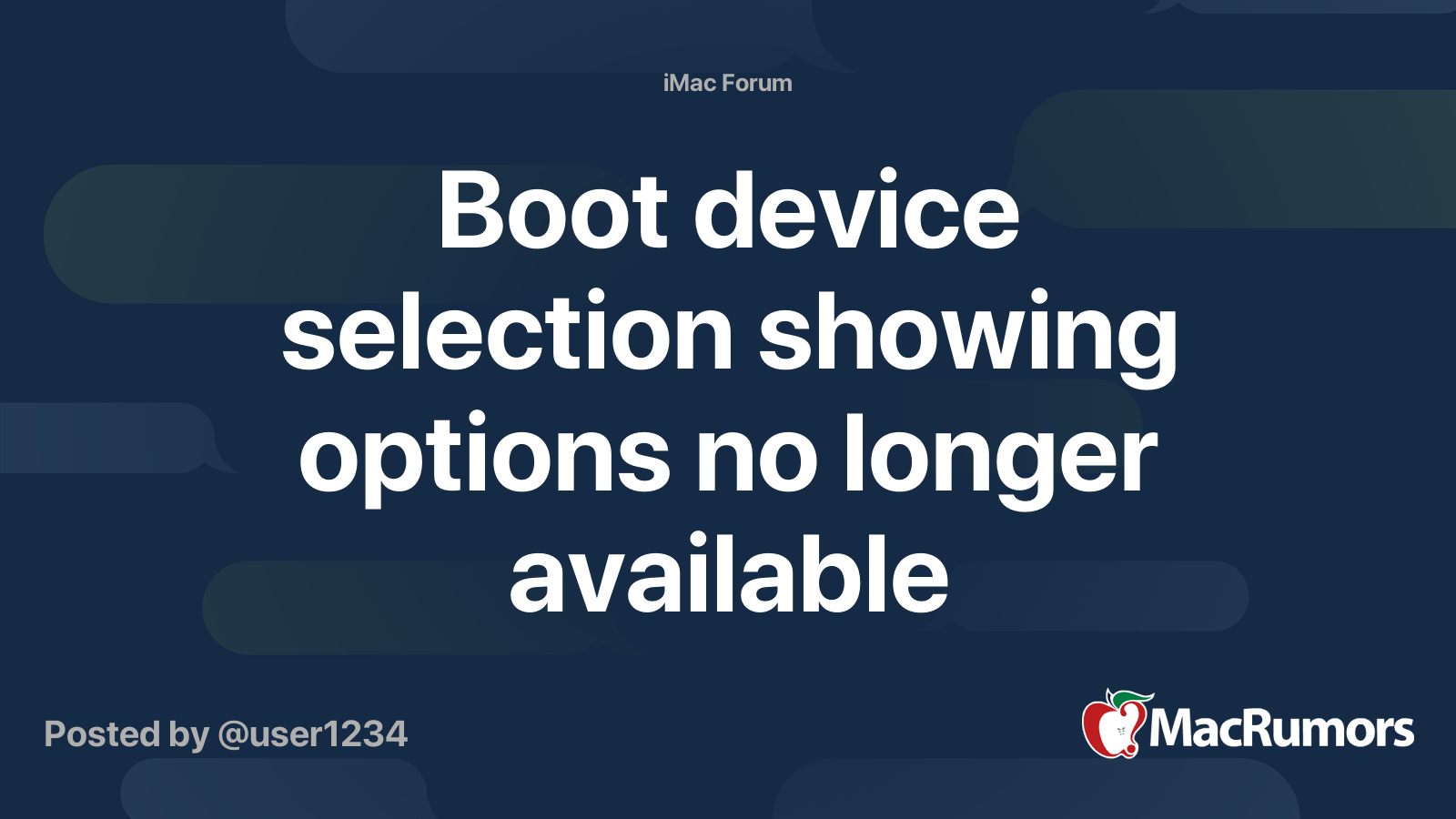 Boot device selection showing options no longer available | MacRumors Forums