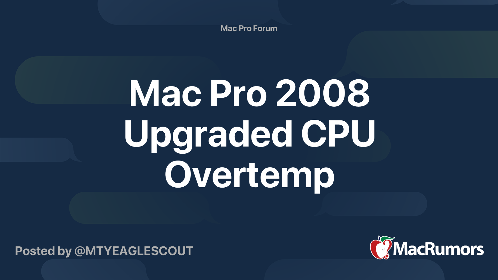 Mac Pro 2008 Upgraded CPU Overtemp | MacRumors Forums