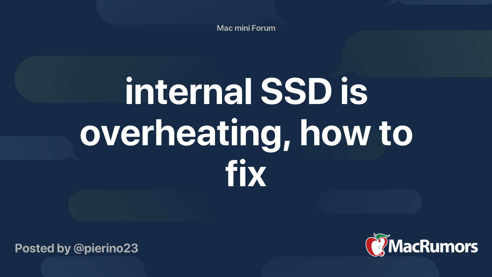 internal SSD is overheating, how to fix | MacRumors Forums