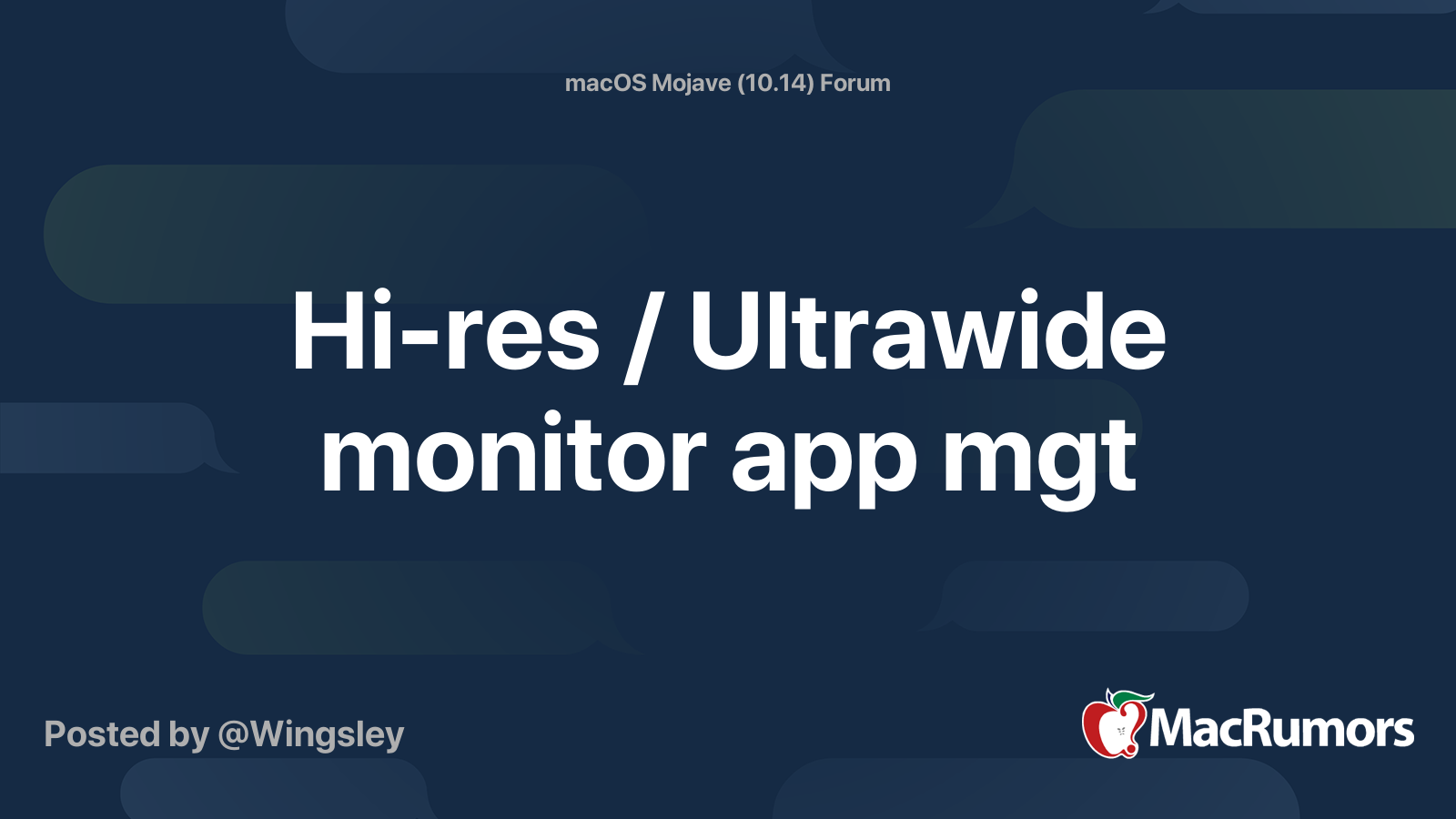 Hi-res / Ultrawide monitor app mgt | MacRumors Forums