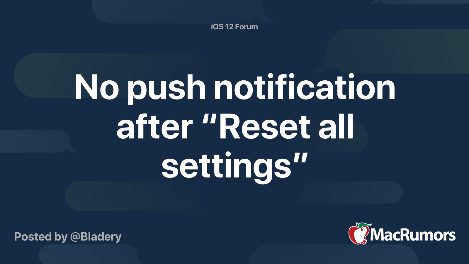 No push notification after “Reset all settings” | MacRumors Forums