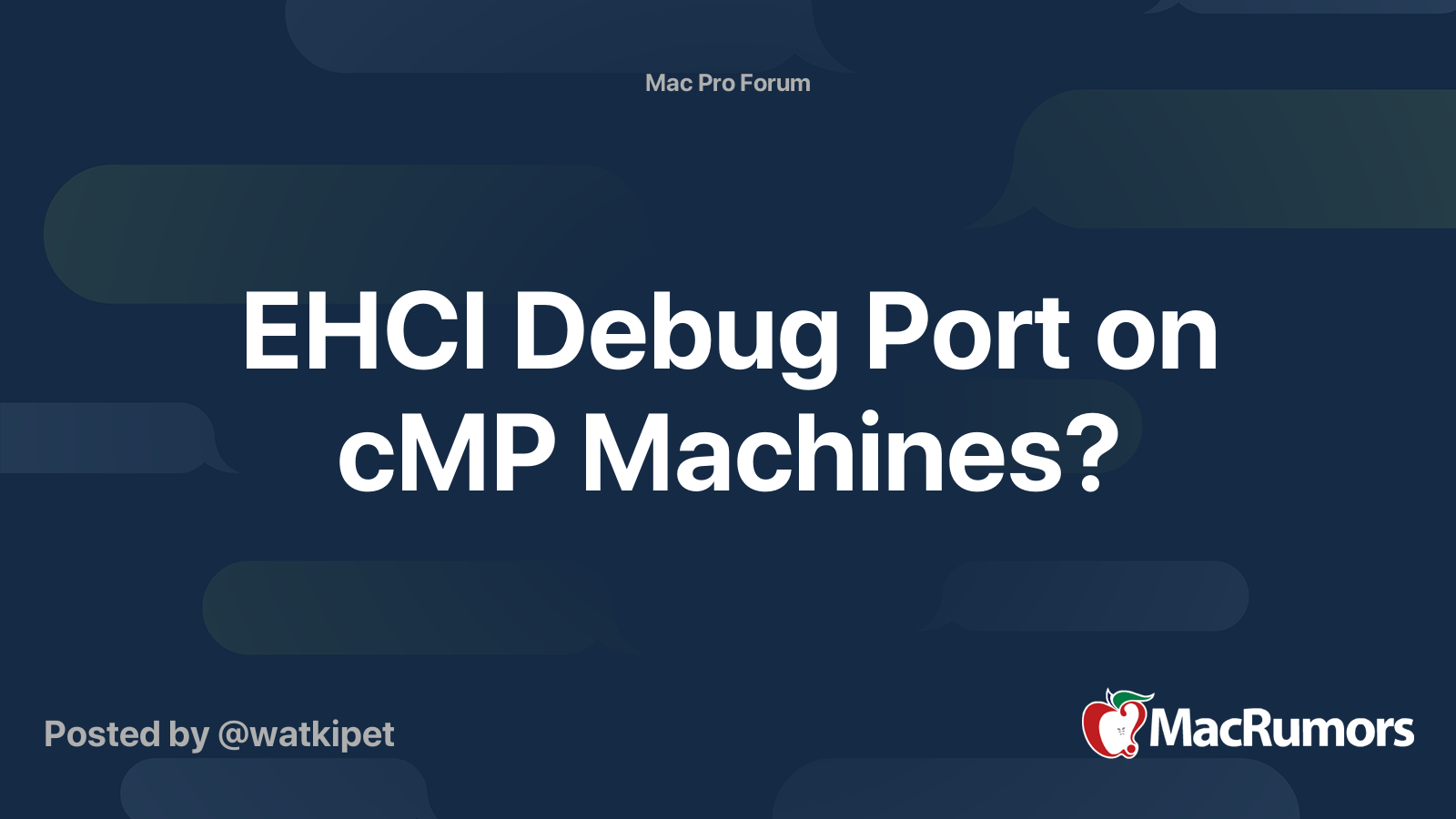 EHCI Debug Port on cMP Machines? | MacRumors Forums