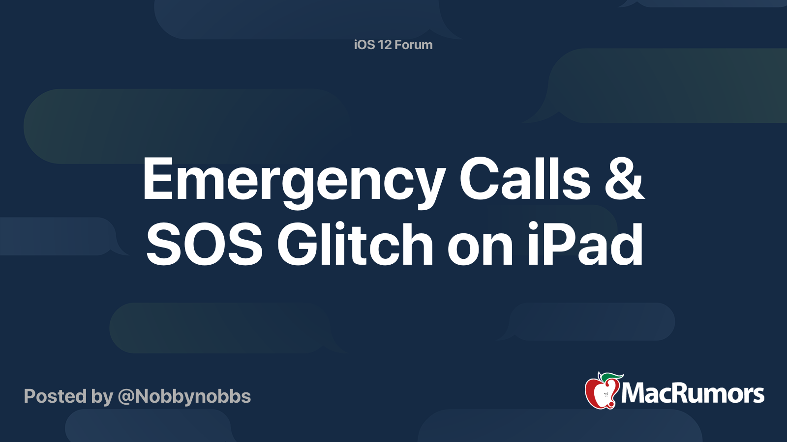 Emergency Calls & SOS Glitch on iPad | MacRumors Forums
