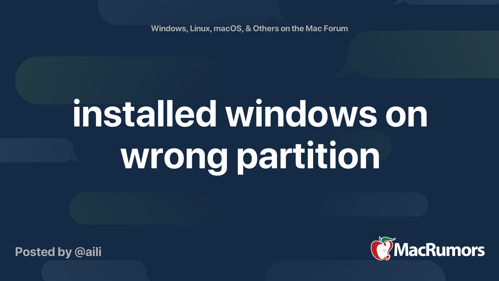 installed windows on wrong partition | MacRumors Forums