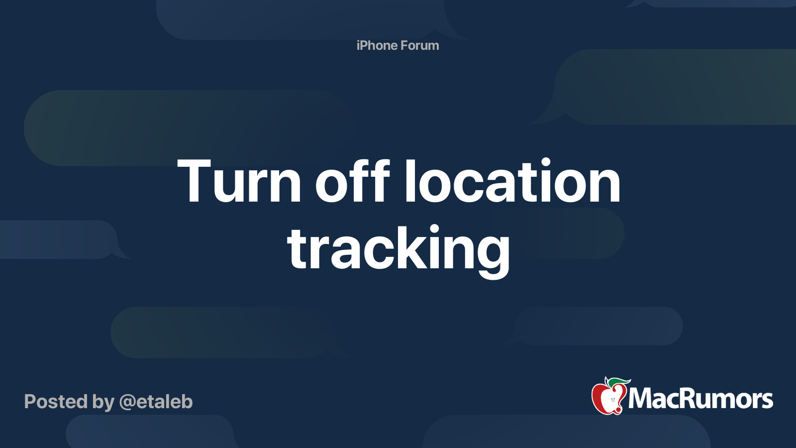 Turn Off Location Tracking Macrumors Forums