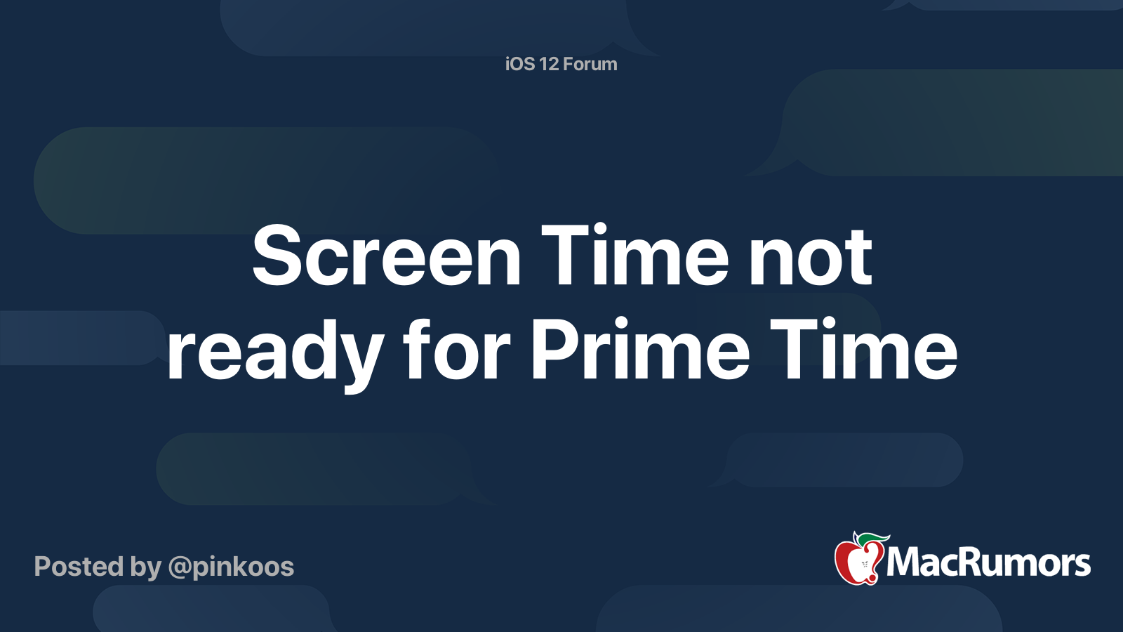 Screen Time not ready for Prime Time | MacRumors Forums