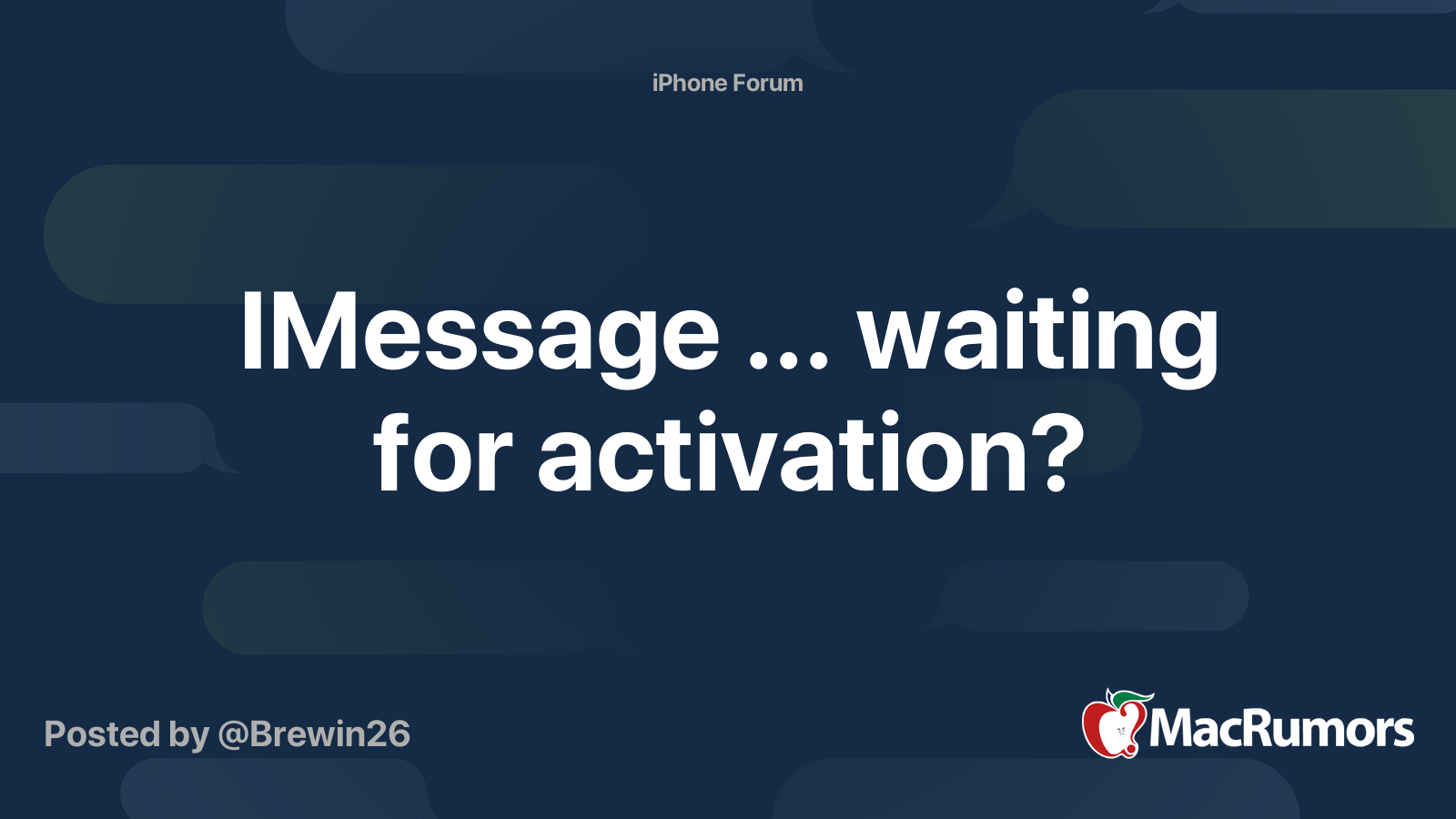 Imessage Waiting For Activation Macrumors Forums