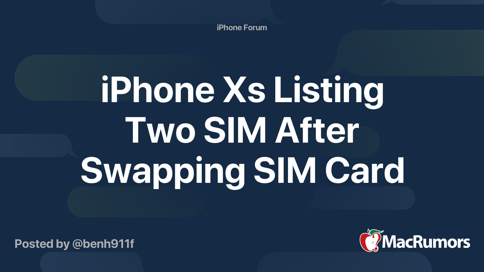 iPhone Xs Listing Two SIM After Swapping SIM Card | MacRumors Forums