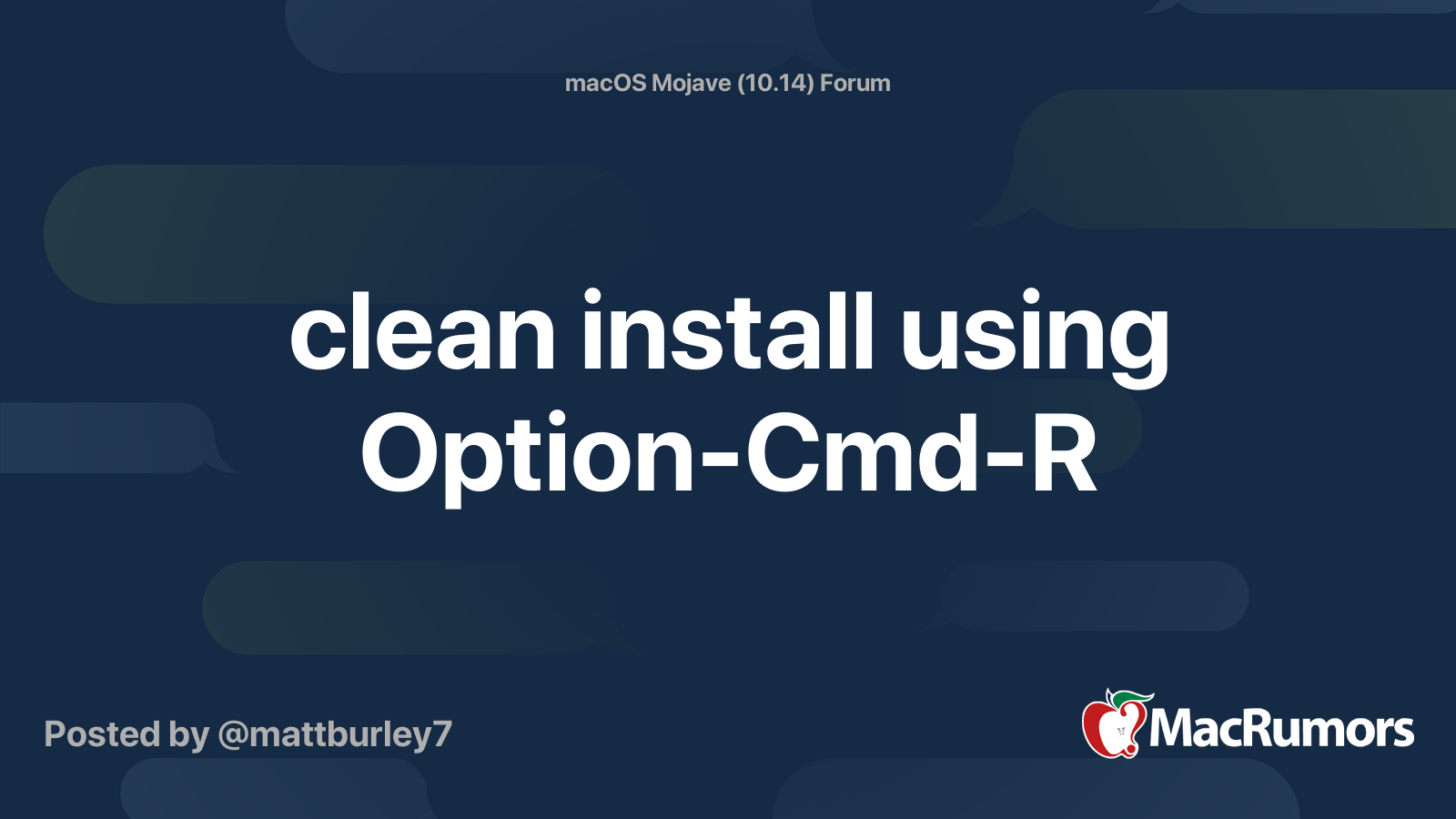 clean install using Option-Cmd-R | MacRumors Forums