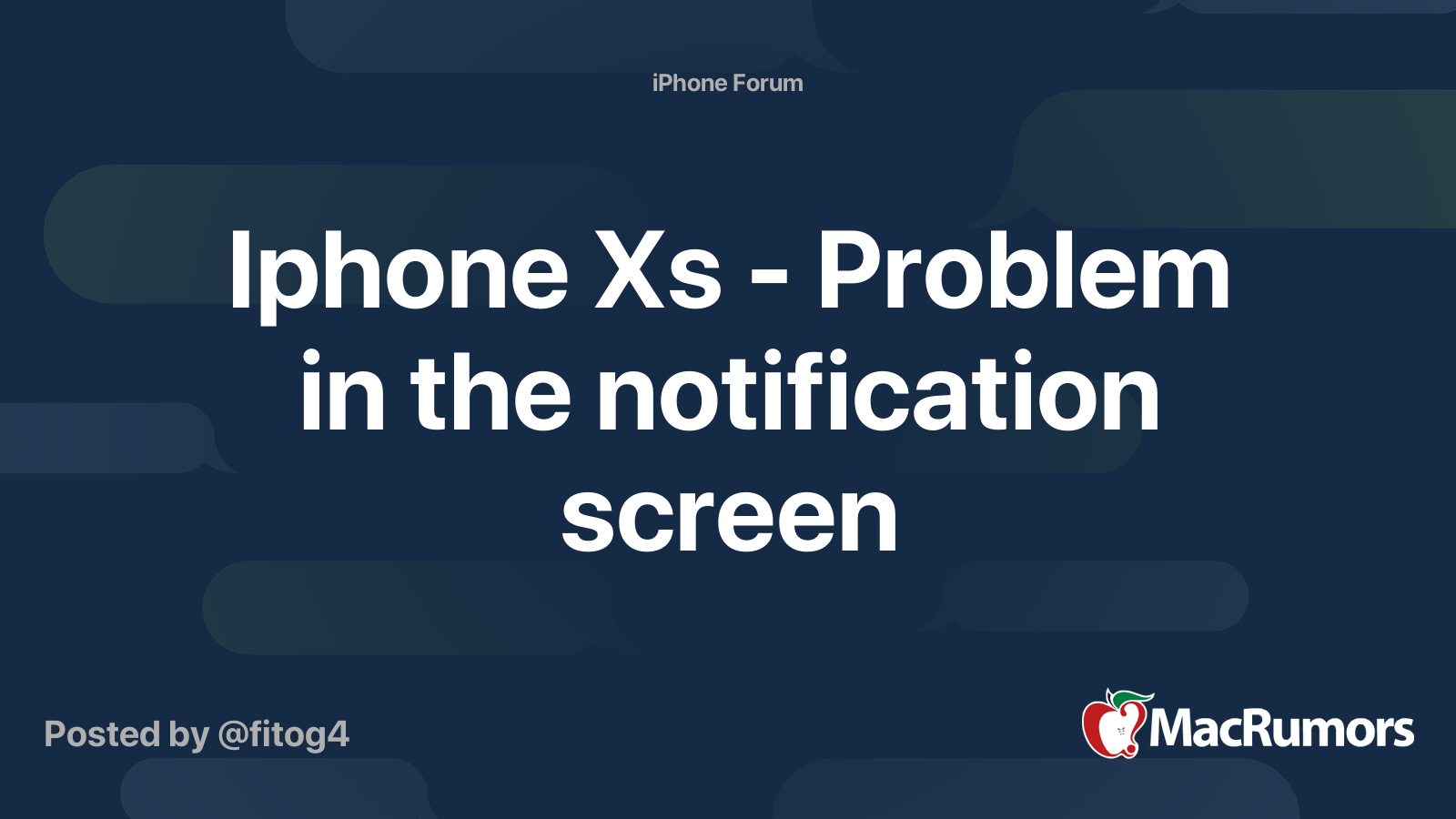 Iphone Xs - Problem in the notification screen | MacRumors Forums