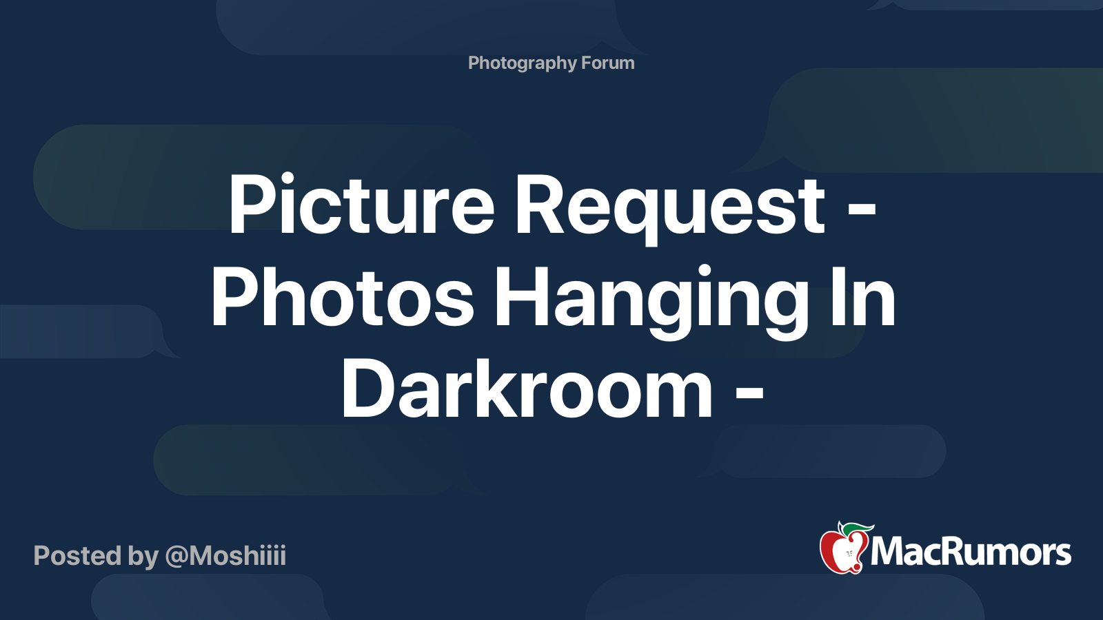 Picture Request - Photos Hanging In Darkroom - | MacRumors Forums