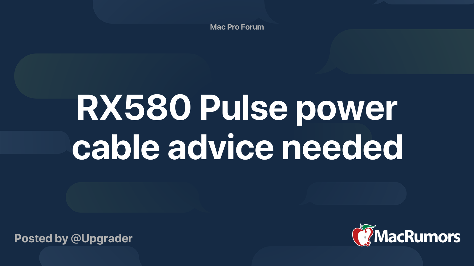 RX580 Pulse power cable advice needed | MacRumors Forums