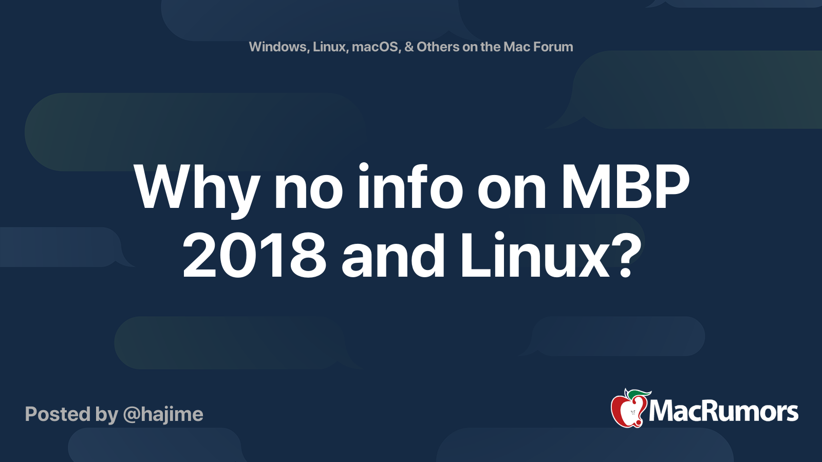 Why no info on MBP 2018 and Linux? | MacRumors Forums