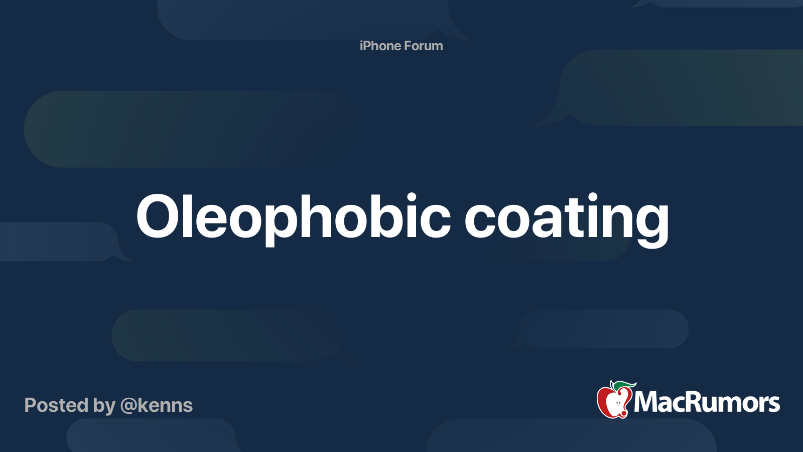 Oleophobic coating | MacRumors Forums