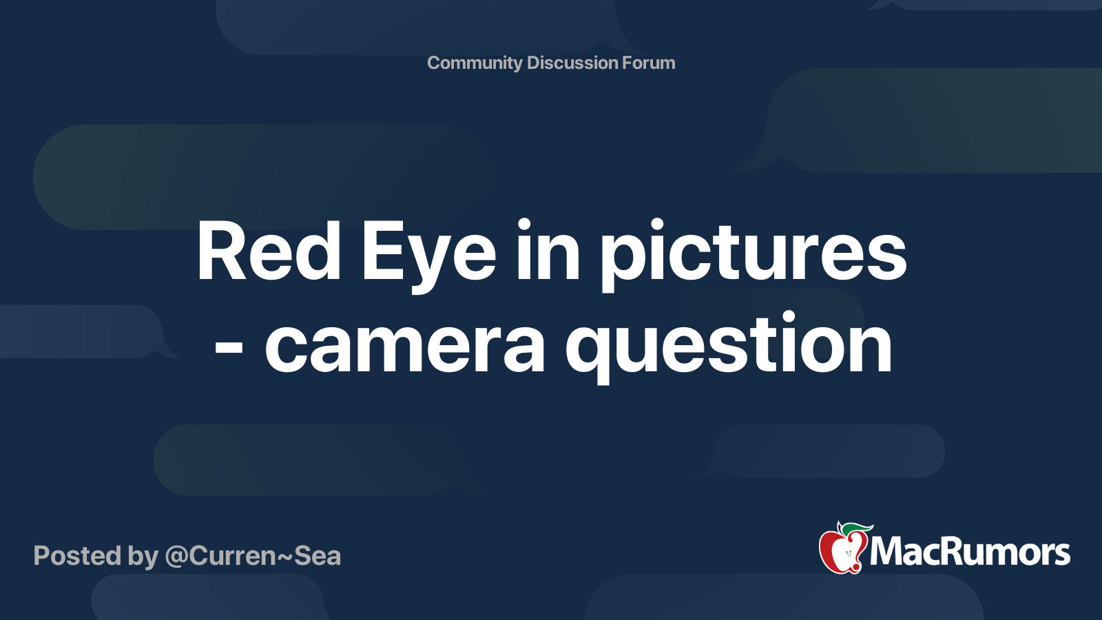 Red Eye in pictures - camera question | MacRumors Forums