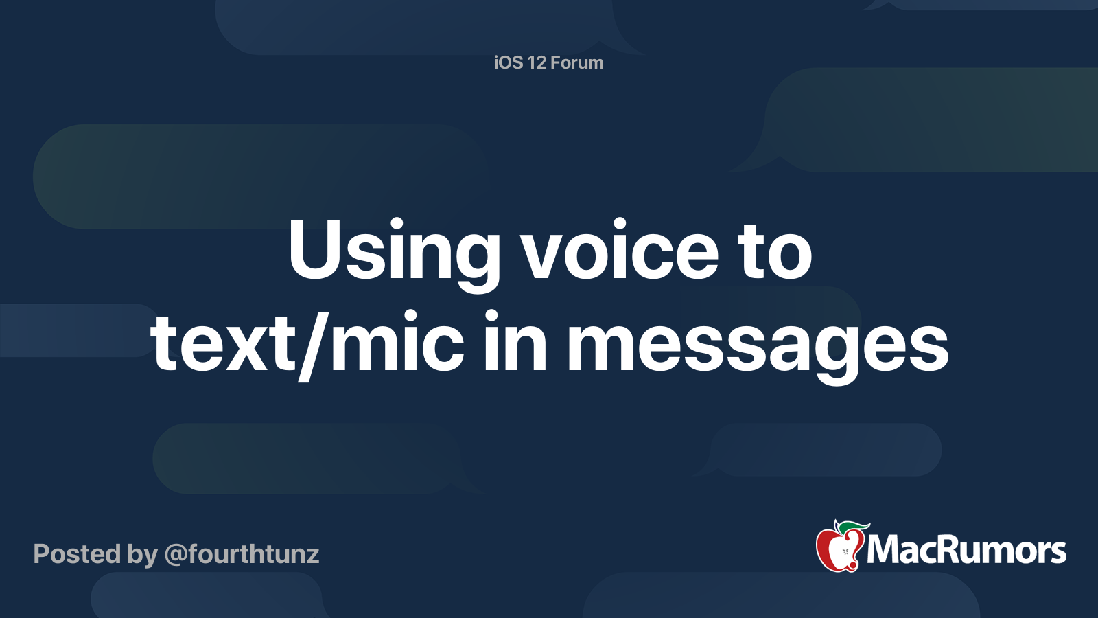 Using voice to text/mic in messages | MacRumors Forums