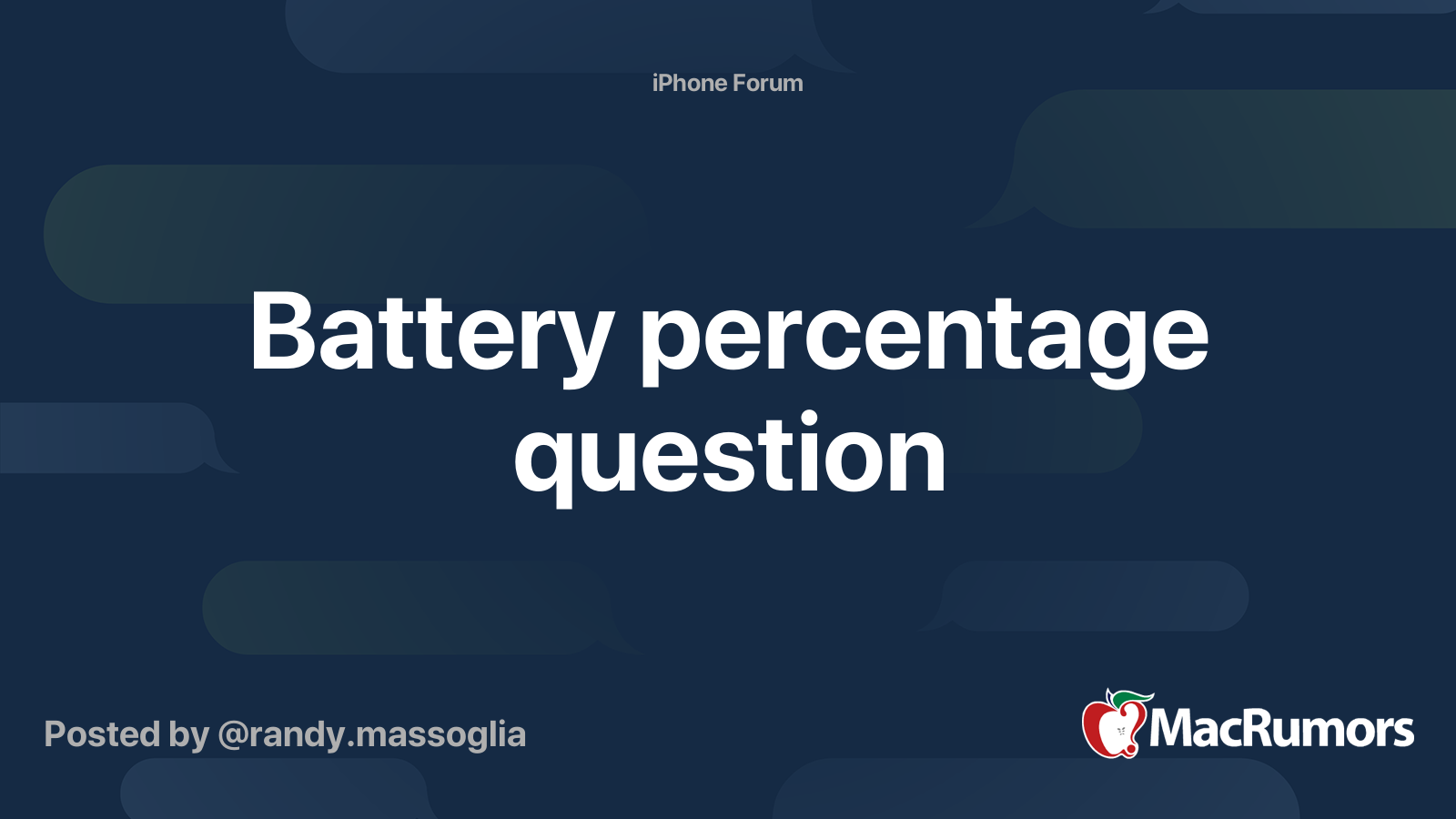 Battery percentage question | MacRumors Forums