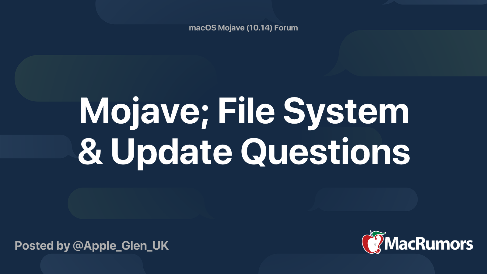 Mojave; File System & Update Questions | MacRumors Forums