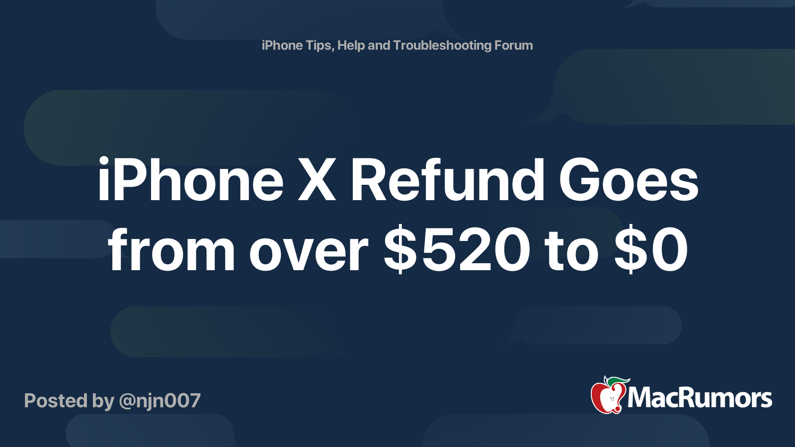 iPhone X Refund Goes from over $520 to $0 | MacRumors Forums